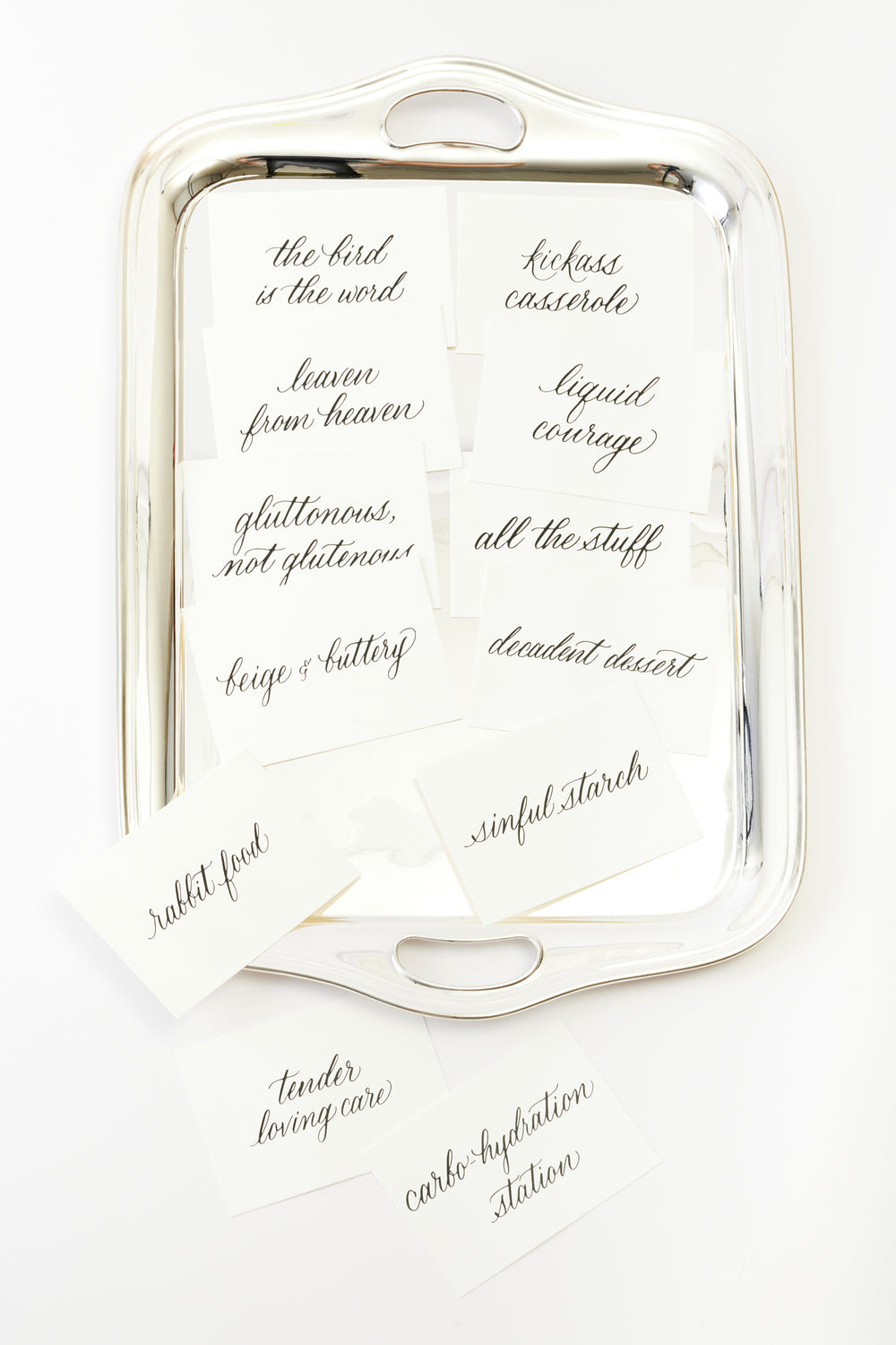 SET OF 12 CALLIGRAPHED BUFFET LABELS