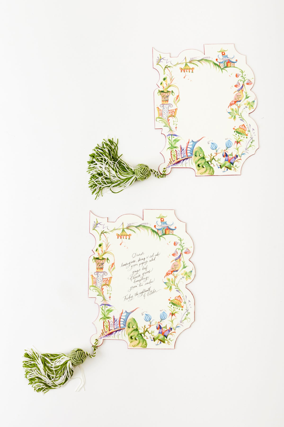 SET OF 12 CHINOISERIE MENU CARDS