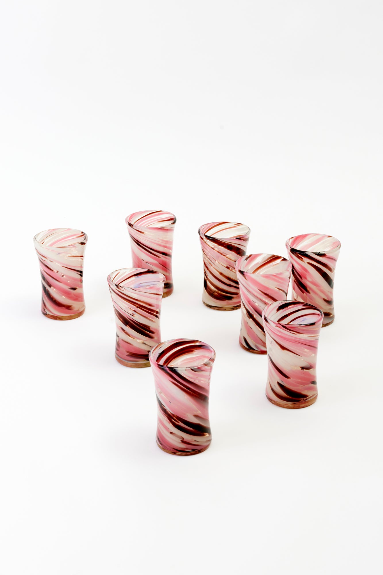 SET 6 VINTAGE MURANO SWIRL GLASSES