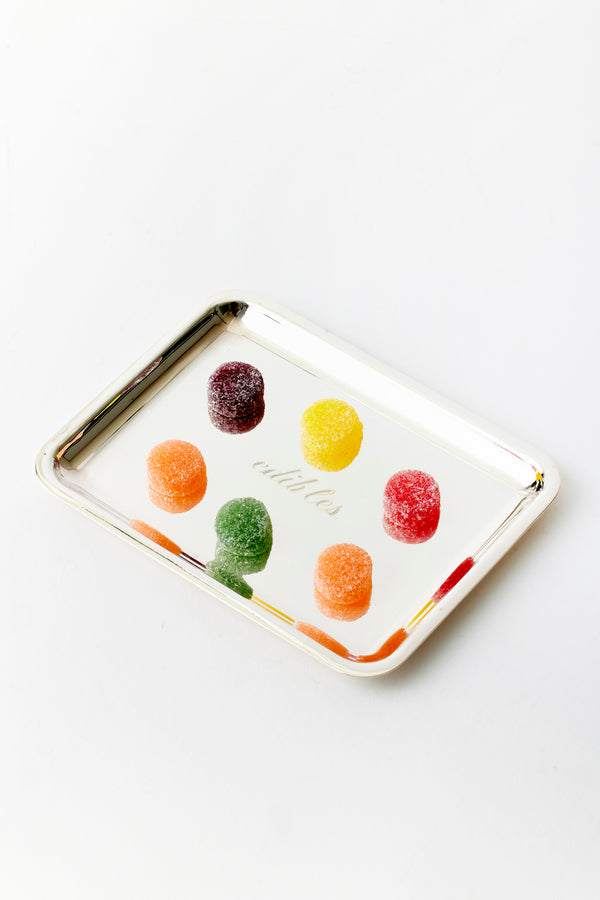 “EDIBLES” ENGRAVED SILVER PASSING TRAY