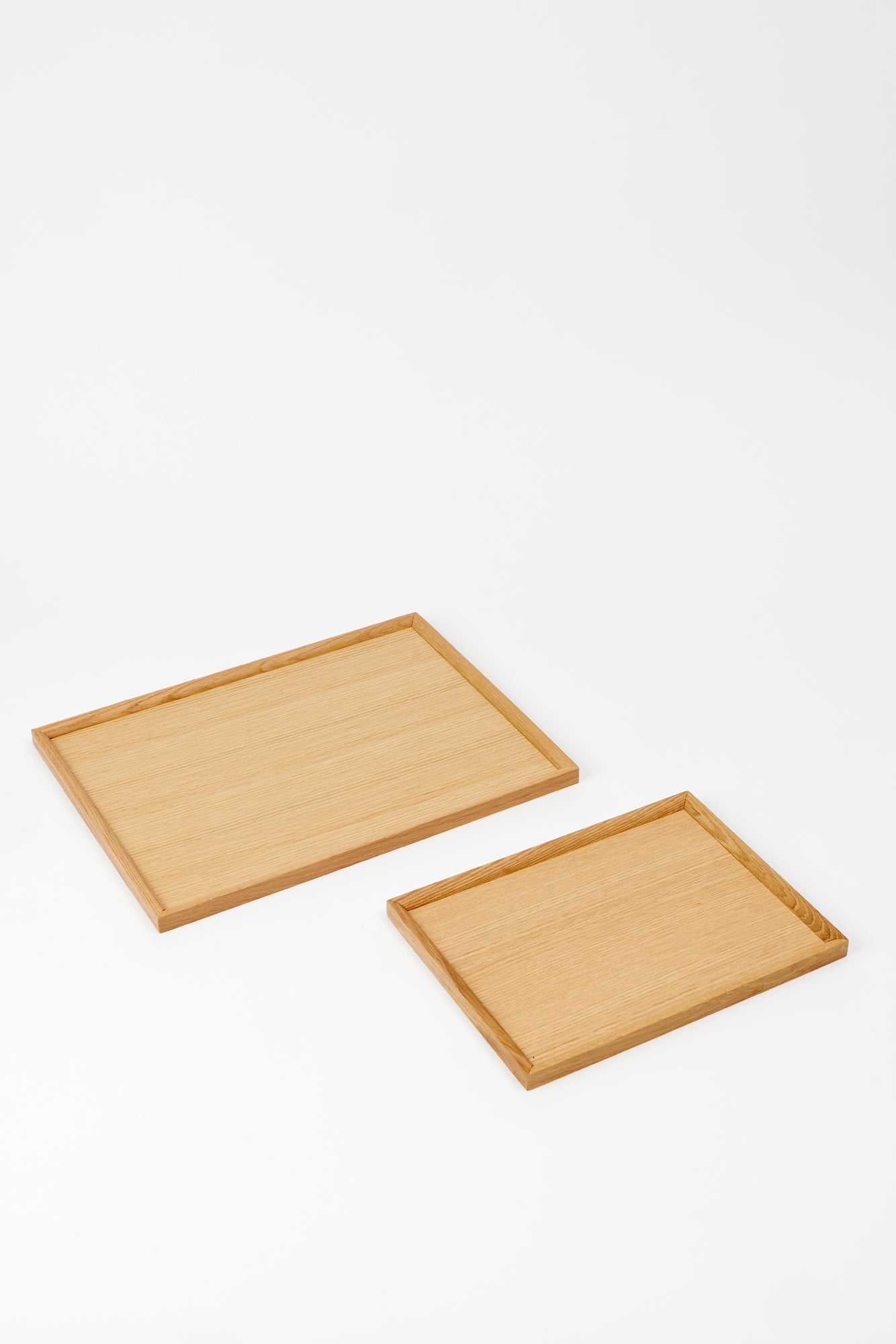 SET OF 2 OAK PASSING TRAYS